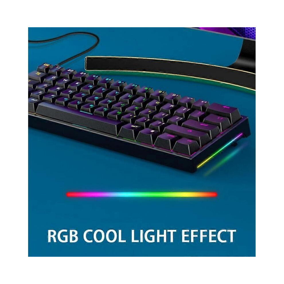 Mini Mechanical Keyboard Portable Gaming Keyboard 61-key RGB USB Wired ...