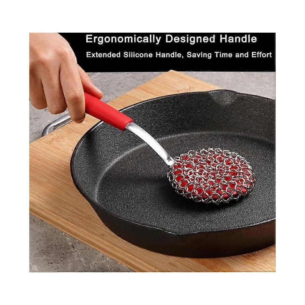 (Round-headed,Black)3-in-1 Chainmail Grill Scrubber,Chain Mail Grill ...