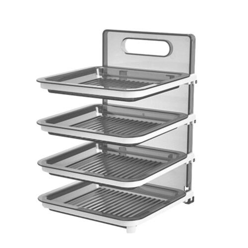 (Transparent gray) Plate Rack Wall Mounted Trays Set Of 4 Tray Dish ...