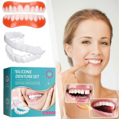 (Green) 2025 Soft Silicone Reline Denture Set Comfortable Secure Fit ...