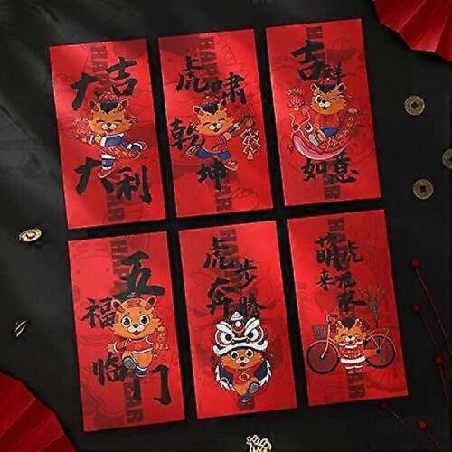 12 Pieces 2022 Year of The Tiger Red Envelopes for Chinese New Year Red ...