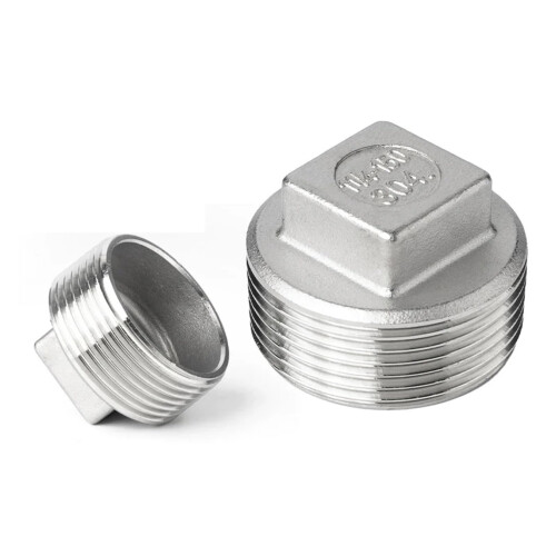 SS304 Male Thread Cap, Stainless Square-Head Threaded Pipe Cap Fittings ...