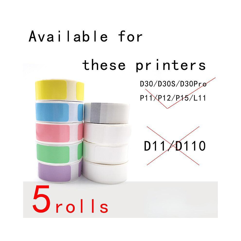 (5roll yellow12.5x74) 5Pk D30 Label Tape P11 Adhesive Lable Paper Suit ...