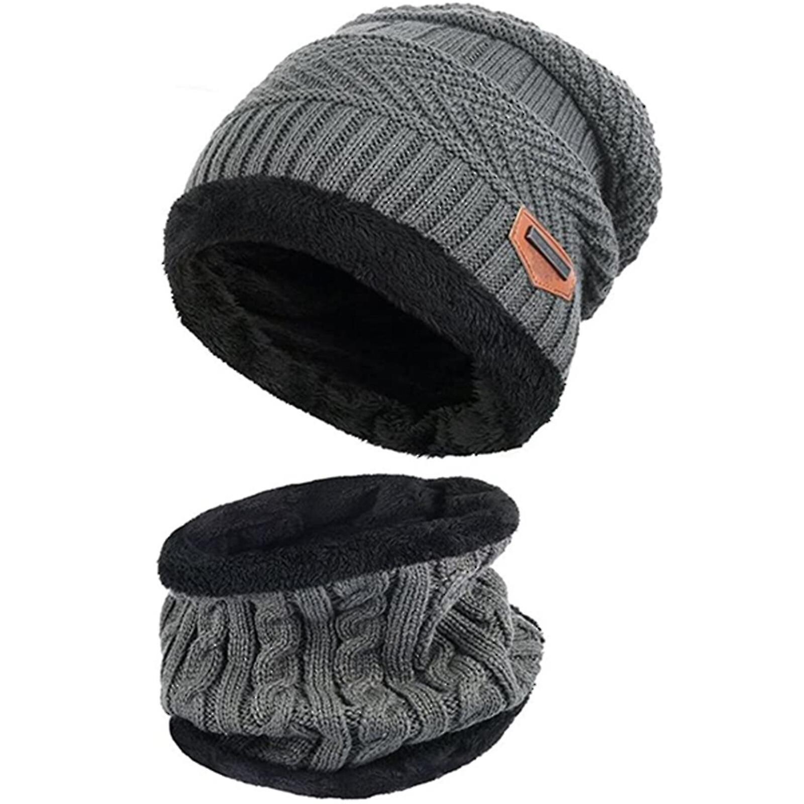 (Kaksiosainen puku - harmaa) Talvi Lämmin Pipo-Huivit-Käsineet Unisex ...