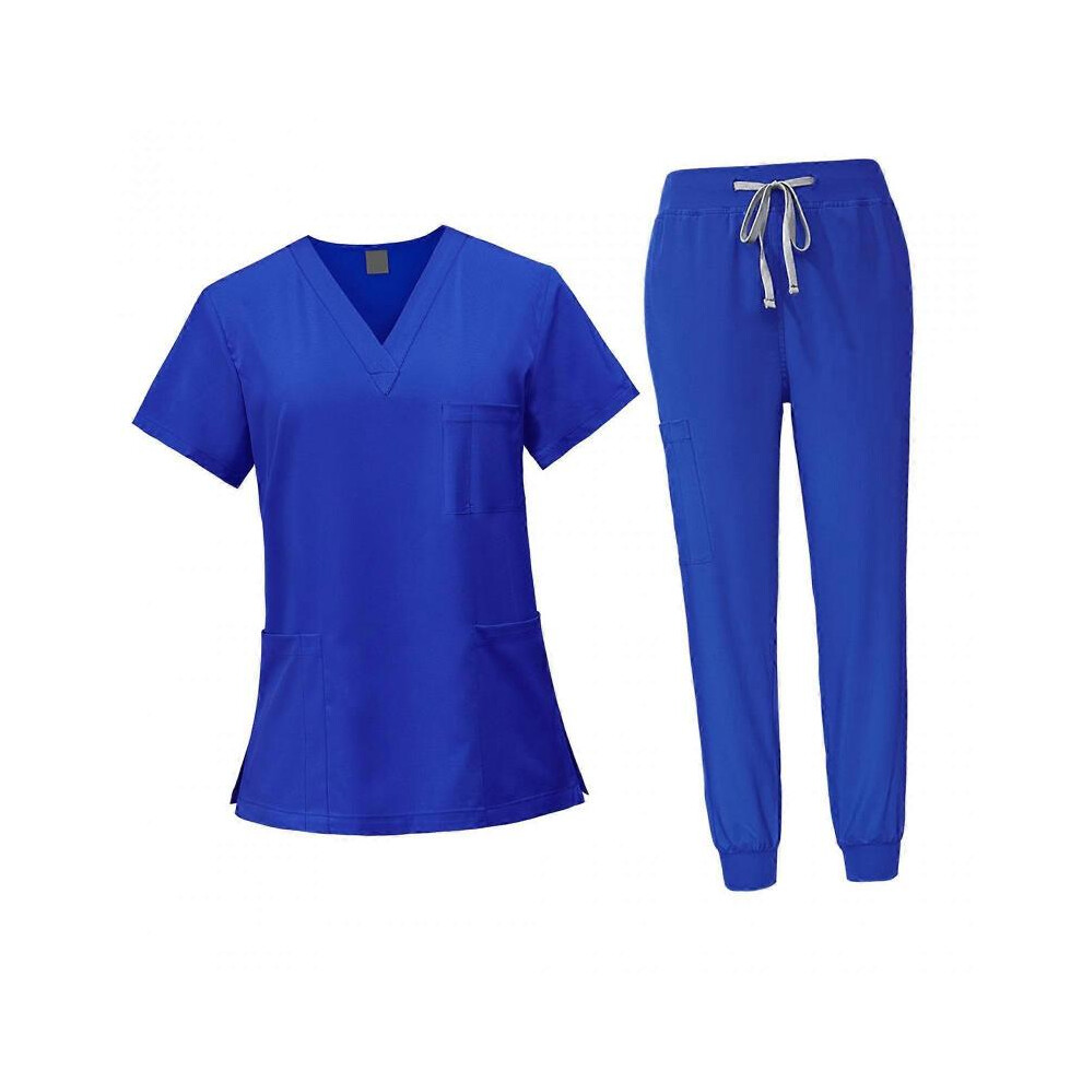(XL, Royal Blue) Nursing Scrub Set Nurse Workwear Work Clothing Top and ...