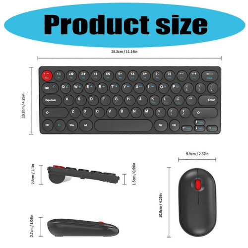 (pinkS) Wireless Keyboards And Mouse Combo With Round Keycaps 2.4G ...