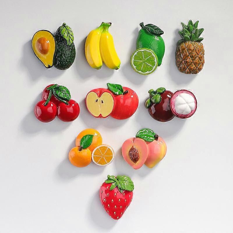 10 Pcs Fruit Fridge Magnets, Cute Cartoon Refrigerator Magnet 3D Resin ...