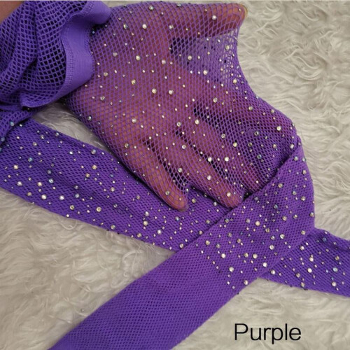 (Viola) Collant a rete lucidi alla moda, collant sottili glitterati ...