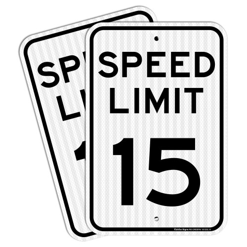 (2 pack) Speed Limit 15 MPH Sign 18 x 12 Inches Engineer Grade ...
