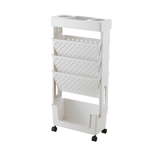 Mobile Bookshelf on Wheels 5-Tier Magazine Rack Book Cart With Wheels ...