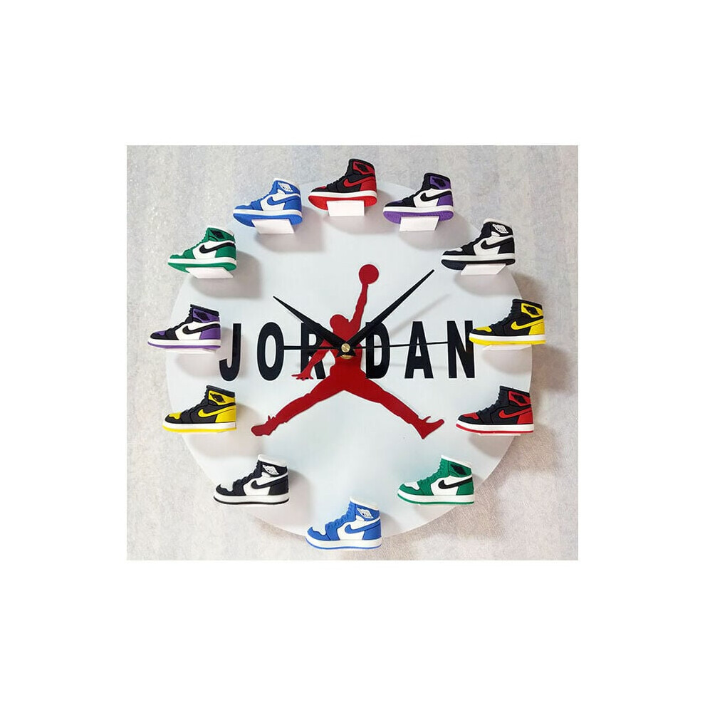 3D Shoe Model AJ Clock Silent Quartz Wall Clock Battery Operated Round ...