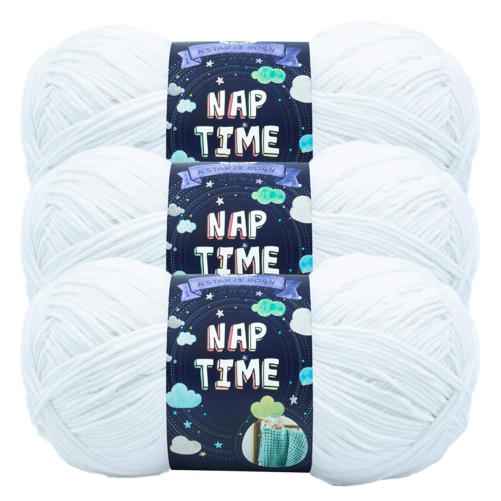 Lion Brand Yarn Naptime Baby Yarn for Knitting and Crochet White 3 Pack ...