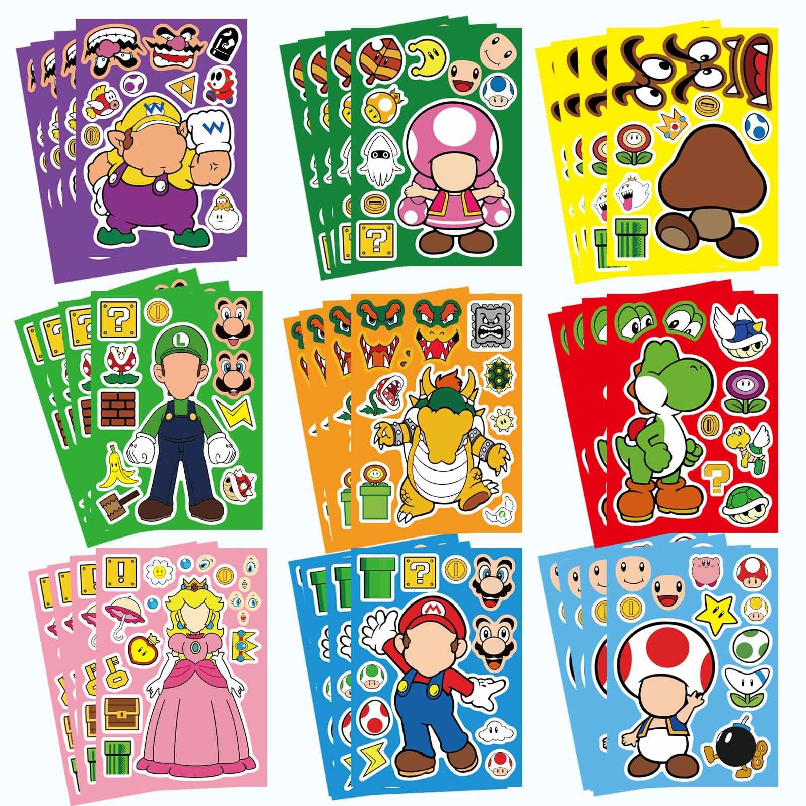 36 feuilles d'autocollants Mario Make a Face Livre de dessin anim pour ...