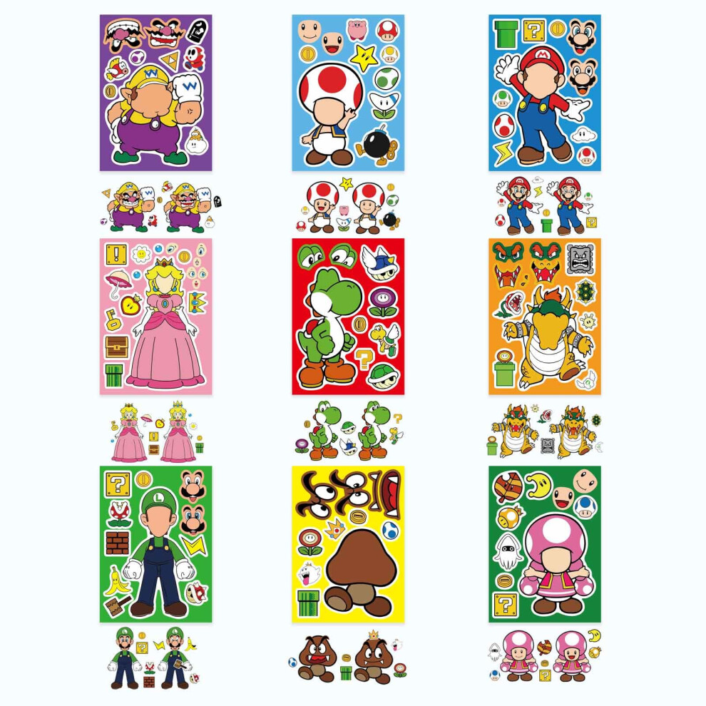 36 feuilles d'autocollants Mario Make a Face Livre de dessin anim pour ...