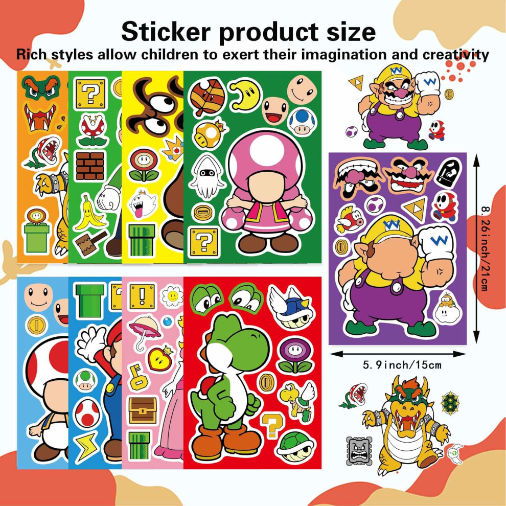 36 feuilles d'autocollants Mario Make a Face Livre de dessin anim pour ...