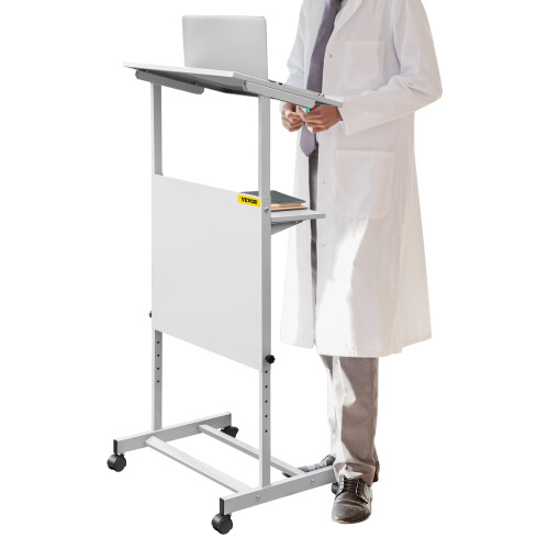 VEVOR Portable Floor Lectern Height Adjustable Wheeled Lectern with ...