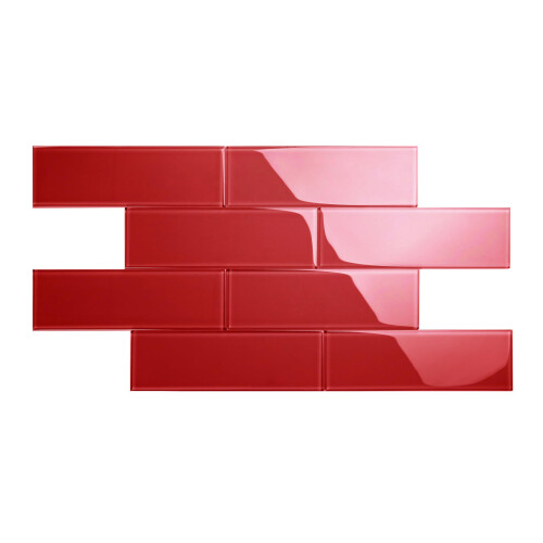 Azulejo para salpicaduras de vidrio Giorbello Subway 4x12 rojo rubν on ...