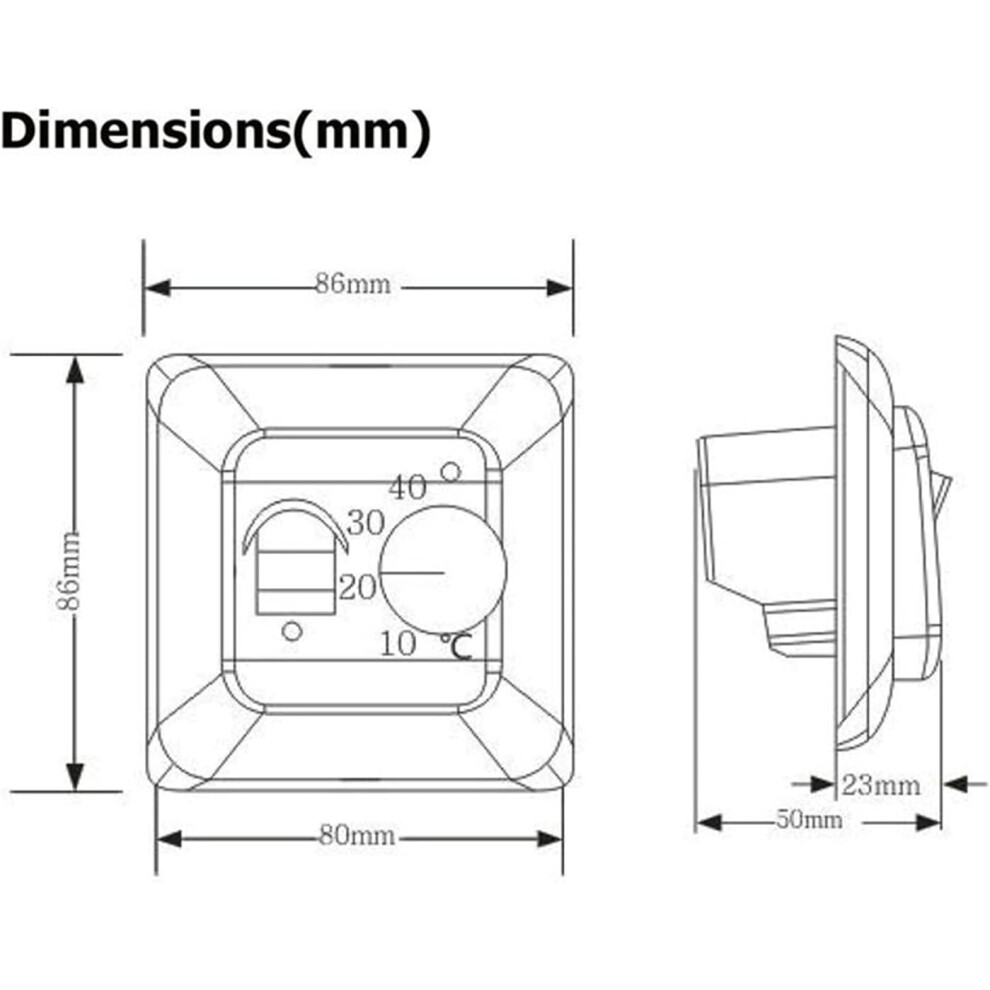 Manual Thermostat 110-230V 16A 4-Wire Line Voltage Mechanical ...