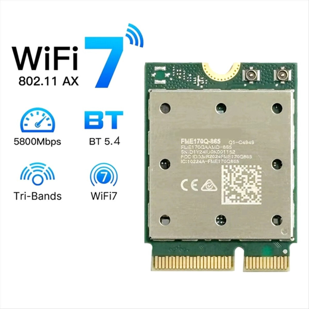 Carte Bluetooth 5.4 WiFi7 QCNCM865 5800M Tri-Bande M.2 NGFF Adaptateur ...