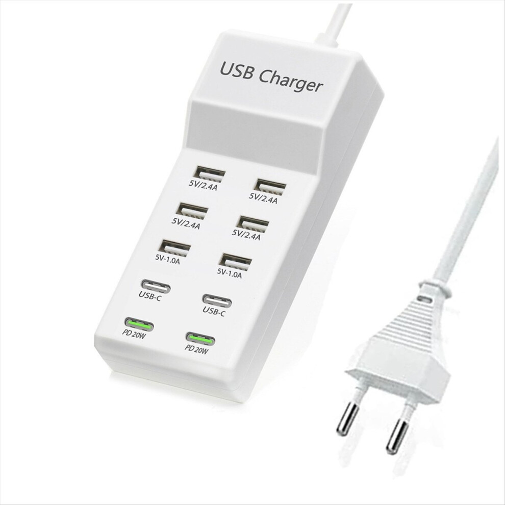 10-Port-USB-Ladestation USB-C-Ladeblock-Ladehub, EU-Stecker on OnBuy
