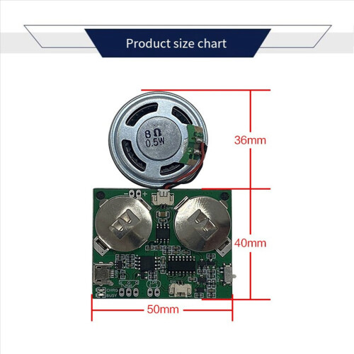 Módulo de som gravável com controle de botão, chip de som 8M MP3 WAV ...