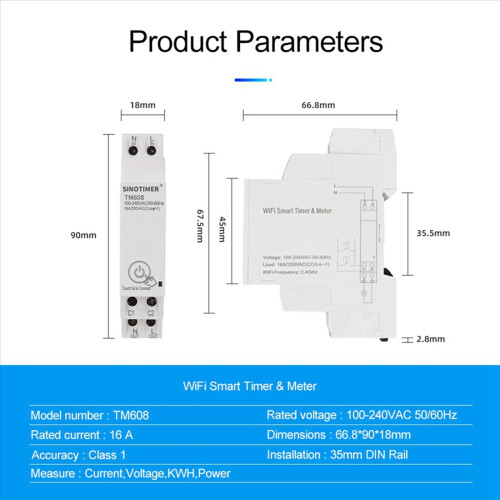 Compteur d'énergie monophasé intelligent WiFi TM608 on OnBuy