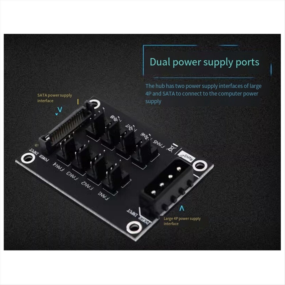 Universal 12V Computer Chassis Fan Hub Expansion Card 8-Port HUB on OnBuy