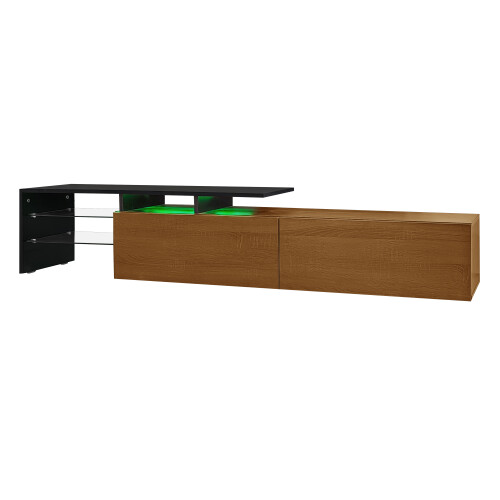 Elegant Modern TV Cabinet in Black and Wood Finish Practical Storage ...