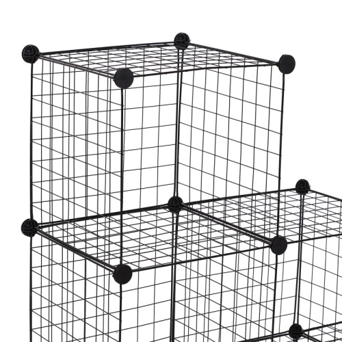 Interlocking Metal Wire Rack HOMCOM 6 Cube Storage Shelves Black for ...