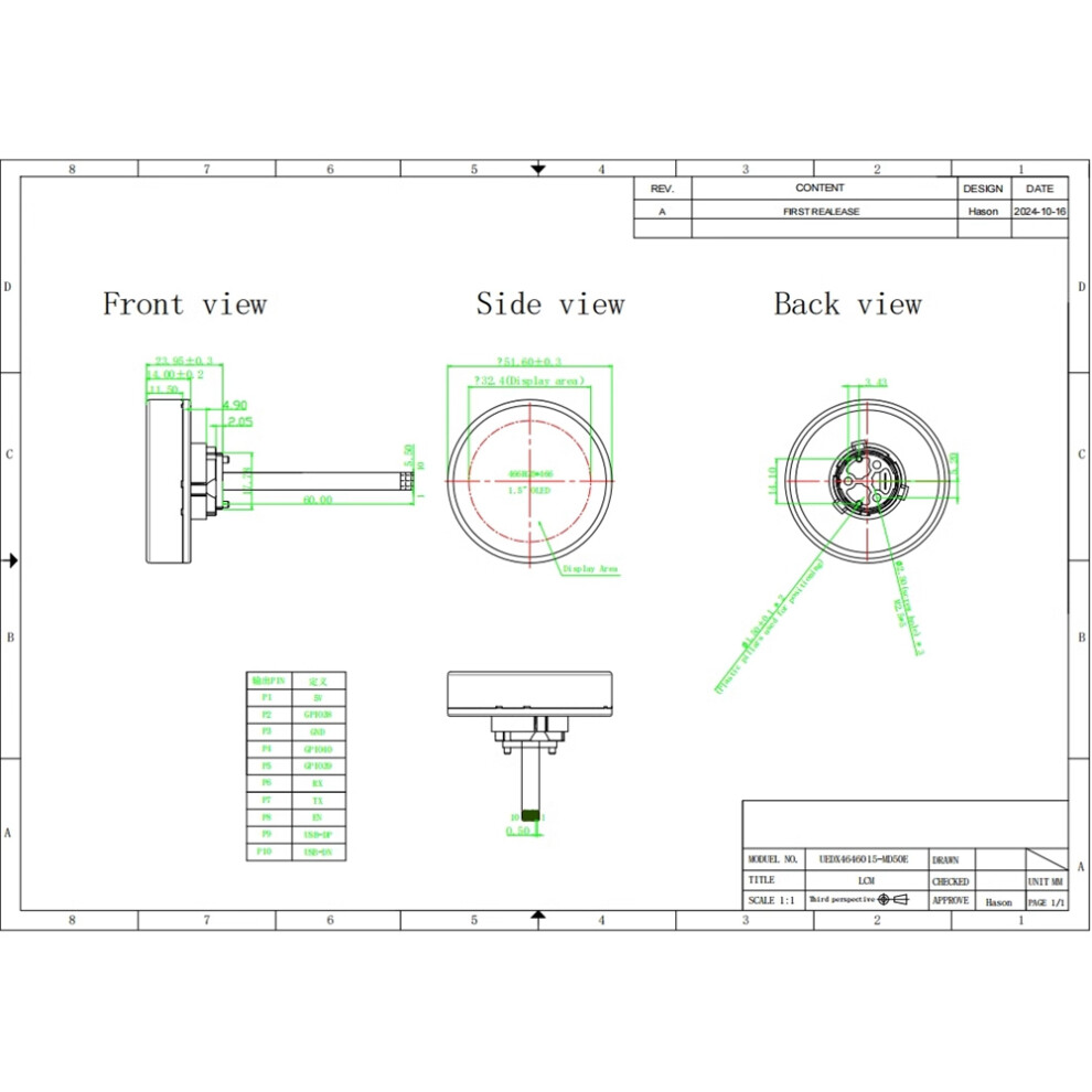 ESP32 S3 LVGL Development Board 1.5-Inch 466x466 Circular OLED Touch Knob Display Screen with ...
