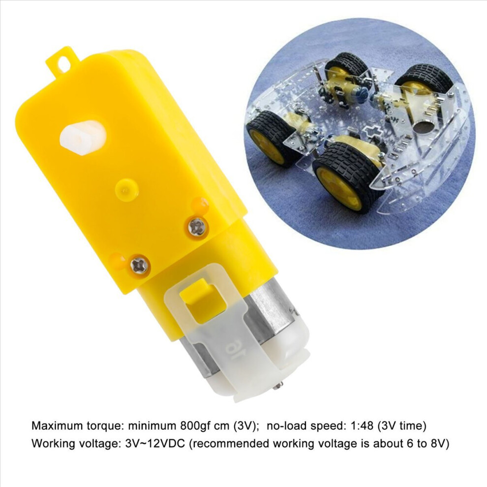 Gear Motor Dual Shaft 3-6V TT for Smart Car Robot Pack of 6 (I Shape ...