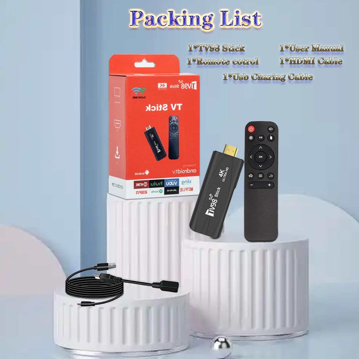 Hihting Android TV Stick 4K Mini Smart Tv box DDR4 2GB RAM 16GB Quad ...