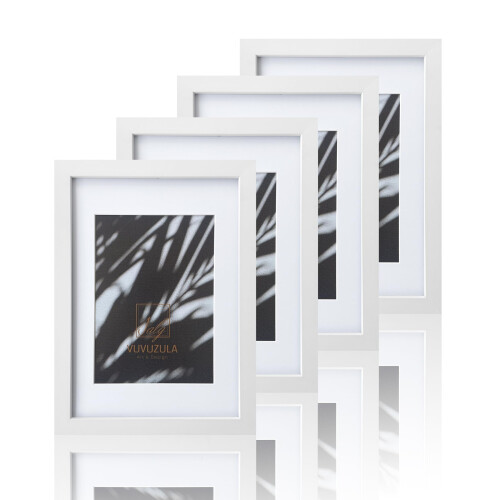 VUVUZULA A4 Frame White Photo Frames A4 Picture Frames with Mount for ...