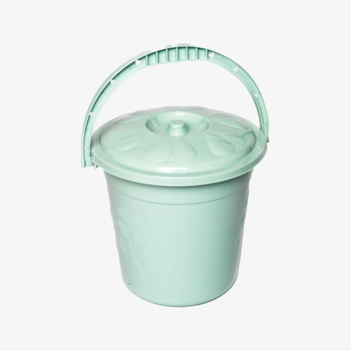 (Green, 15L) Plastic Bucket with Lid Handle Small Large Storage Bucket ...