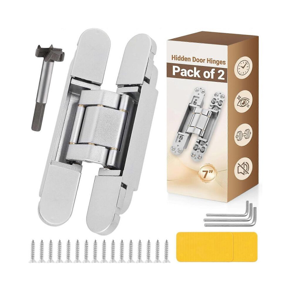 2025 Latest Model Upgraded Hidden Door Hinges 7 inch Silver Invisible ...