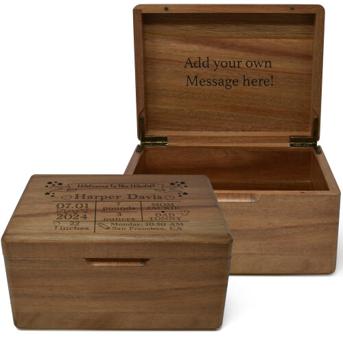 Baby Keepsake Box - Personalized Newborn Memory Box Acacia Wood ...