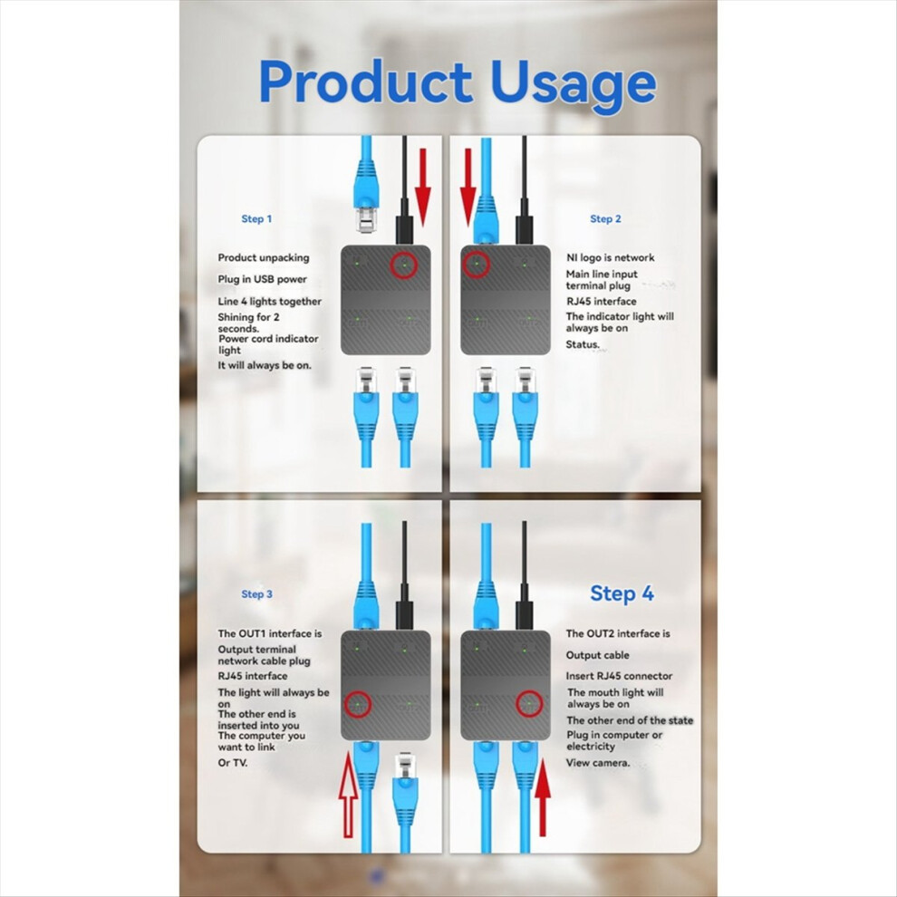 2 Port 100Mbps Network Switch RJ45 Cable Splitter Extender Way Adapter ...