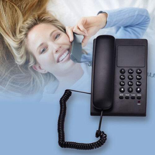 Black Corded Wall Mount Landline Phone with Volume Control, Ringer ...