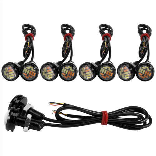 10 Pcs 12V 23Mm Dual Color Switchback 4014 Smd 12 Led Drl Turn Lights ...