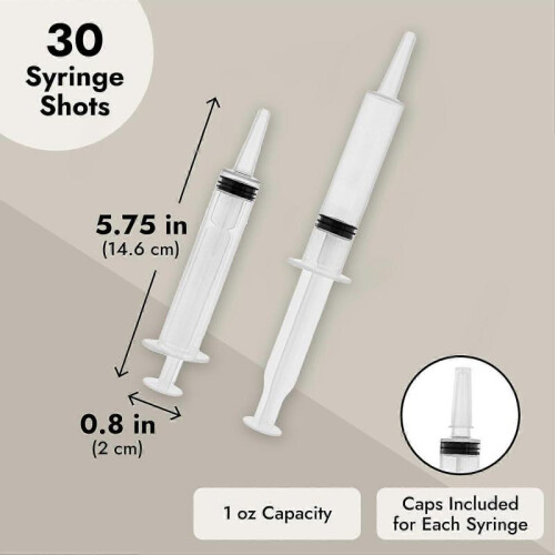 30 Pack 1 Oz Plastic Shot Syringes for Halloween Parties, Nurse ...