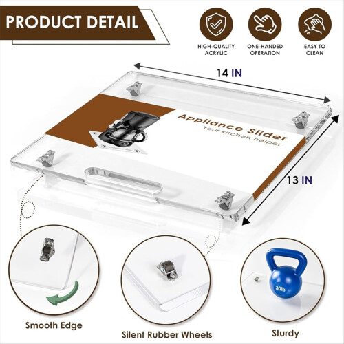 Acrylic Appliance Slider with Rubber Wheels,Sliding Tray for Kitchen ...