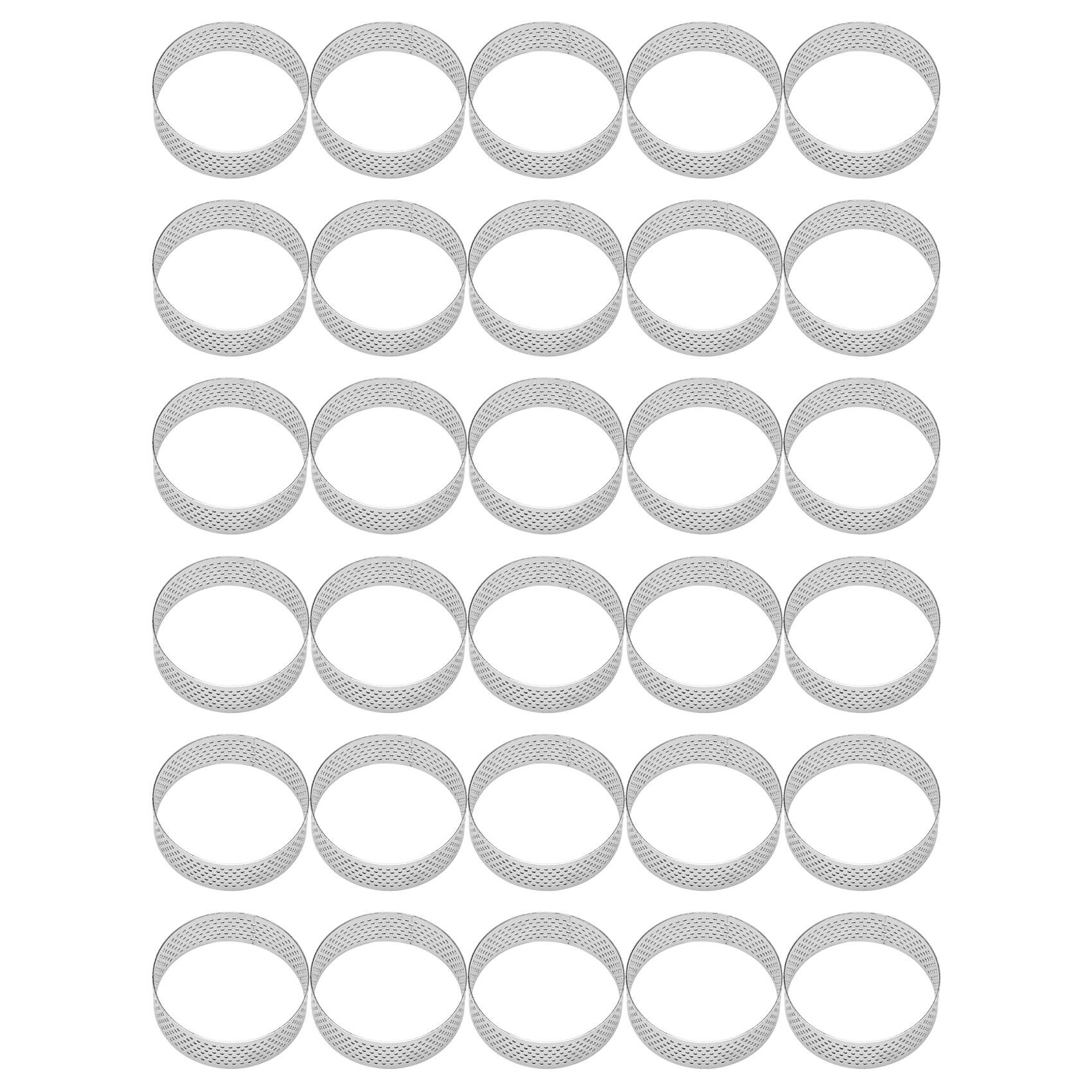 30 cercles à tartelettes de 6 cm en acier inoxydable perforé, moules à ...