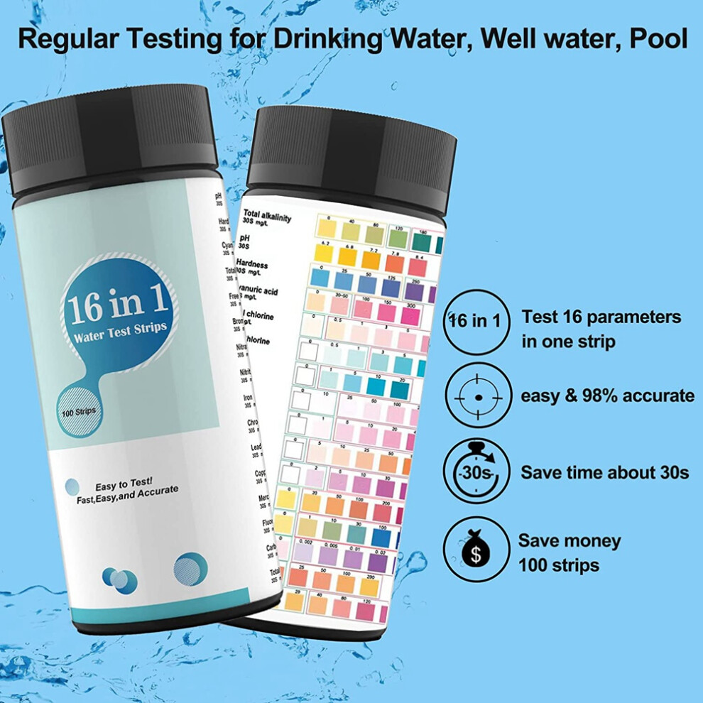 16 in 1 Water Test Kits,100PCS Drinking Testing Strips,Tap and Well ...
