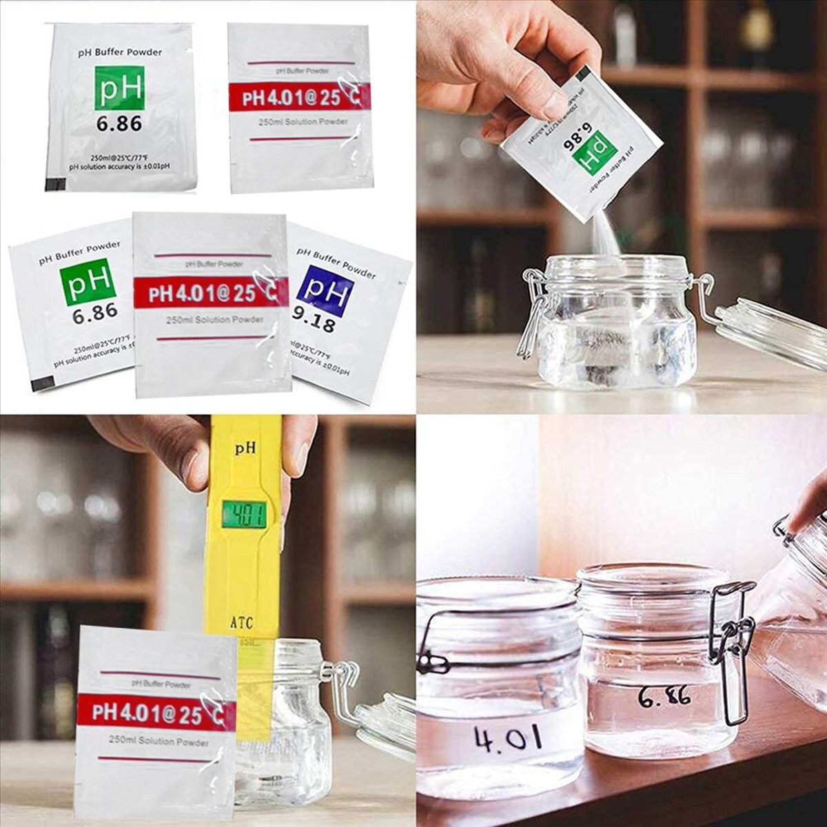 18 Pack PH Meter Buffer Solution Powder 6.86/4.00/9.18, Calibration Packets for Precise on OnBuy