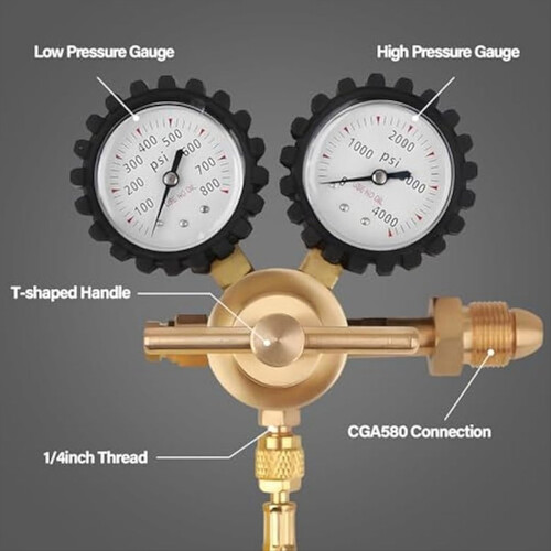 Nitrogen Regulator with 0-800 PSI Delivery Pressure,Hose CGA580 Inlet ...