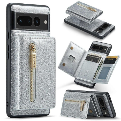 (Silver) For Google Pixel 7 Pro DG.MING M3 Series Glitter Powder Card ...