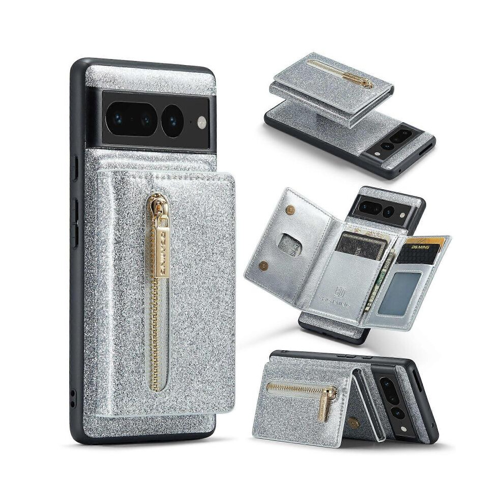 (Silver) For Google Pixel 7 Pro DG.MING M3 Series Glitter Powder Card ...