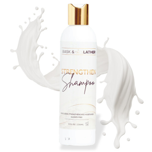 BASK & LATHER Strengthen Hair Shampoo - All-Natural pH-Balanced Formula ...
