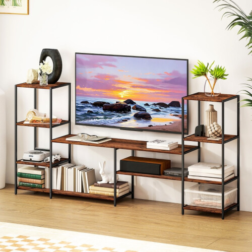 TV Unit for 55 Inches TVs Industrial Style with Storage Shelves Living ...