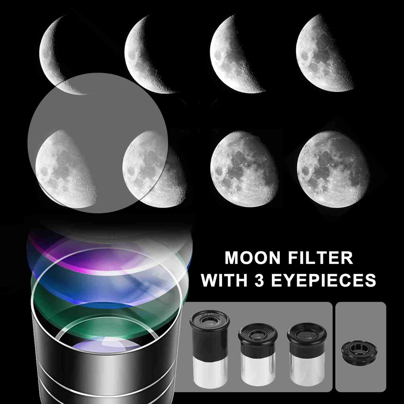 Portable 70mm Telescope with 150X Magnification Moon Filter & Tripod on ...
